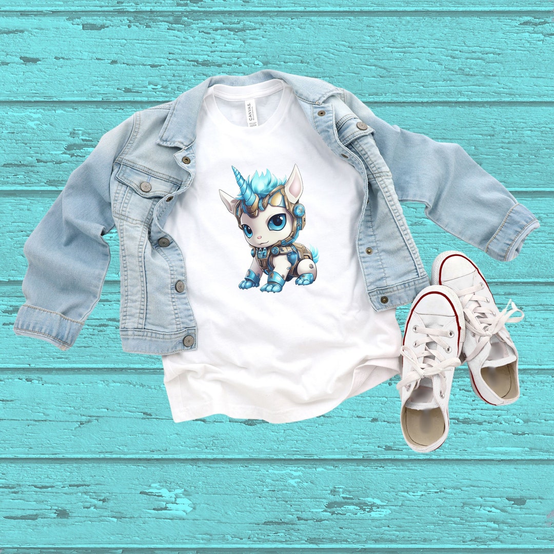 Unicorn Robot Tee, Futuristic Kids Tee, High Demand, Low Competition ...