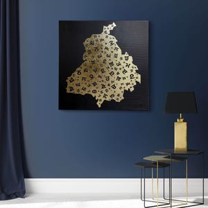 Handmade Punjab Map Foil Art on Canvas, Gurmukhi Script - Etsy