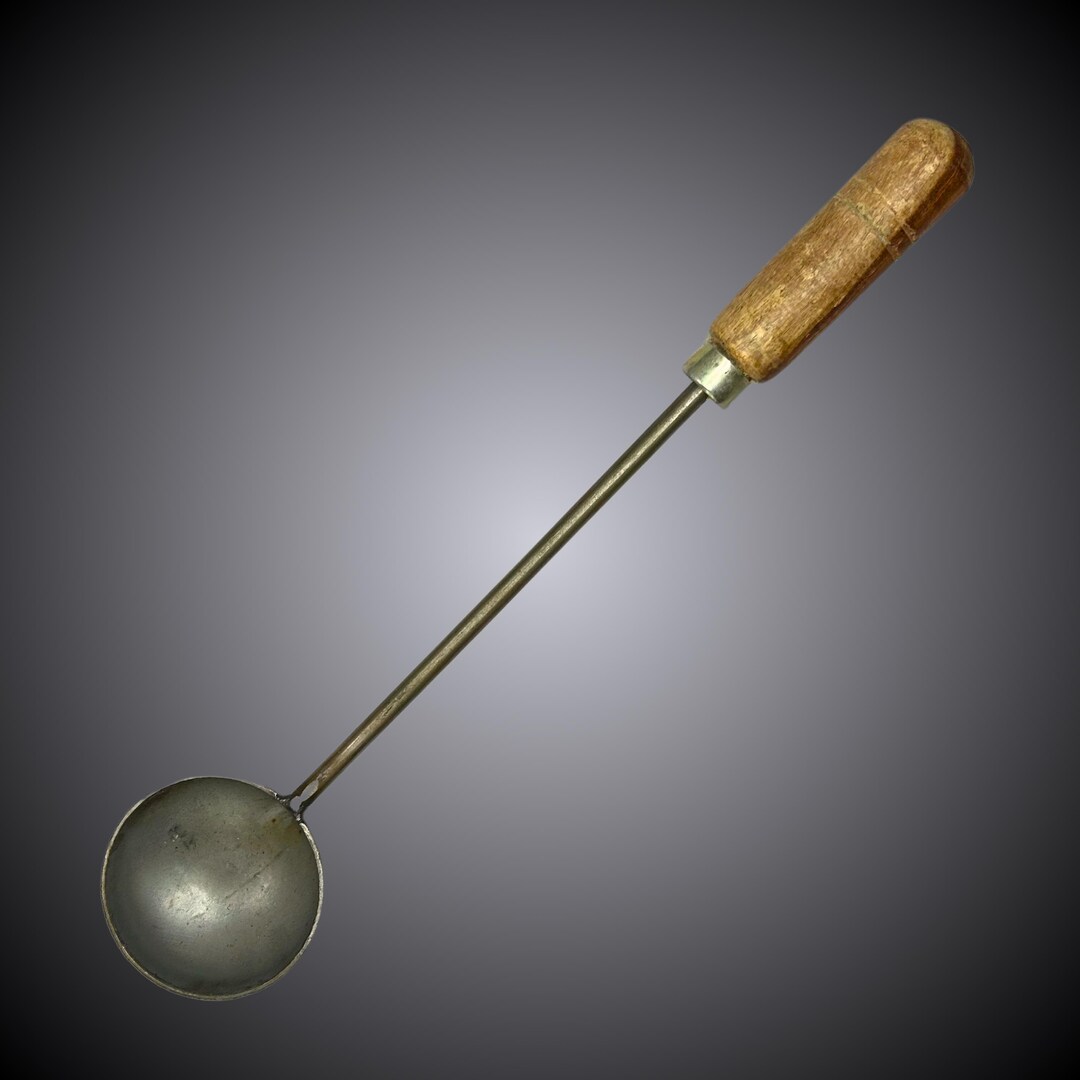 Sarbloh Spoon, Hand Made Serving Spoon With Wooden Handle, Kadchi, Sikh ...