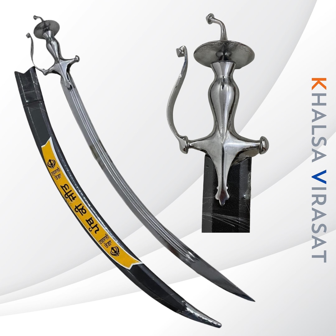 Sarbloh Sikh Kirpan Sword, Taksali Tega, Chrome Coated (36x2 Inches) - Etsy