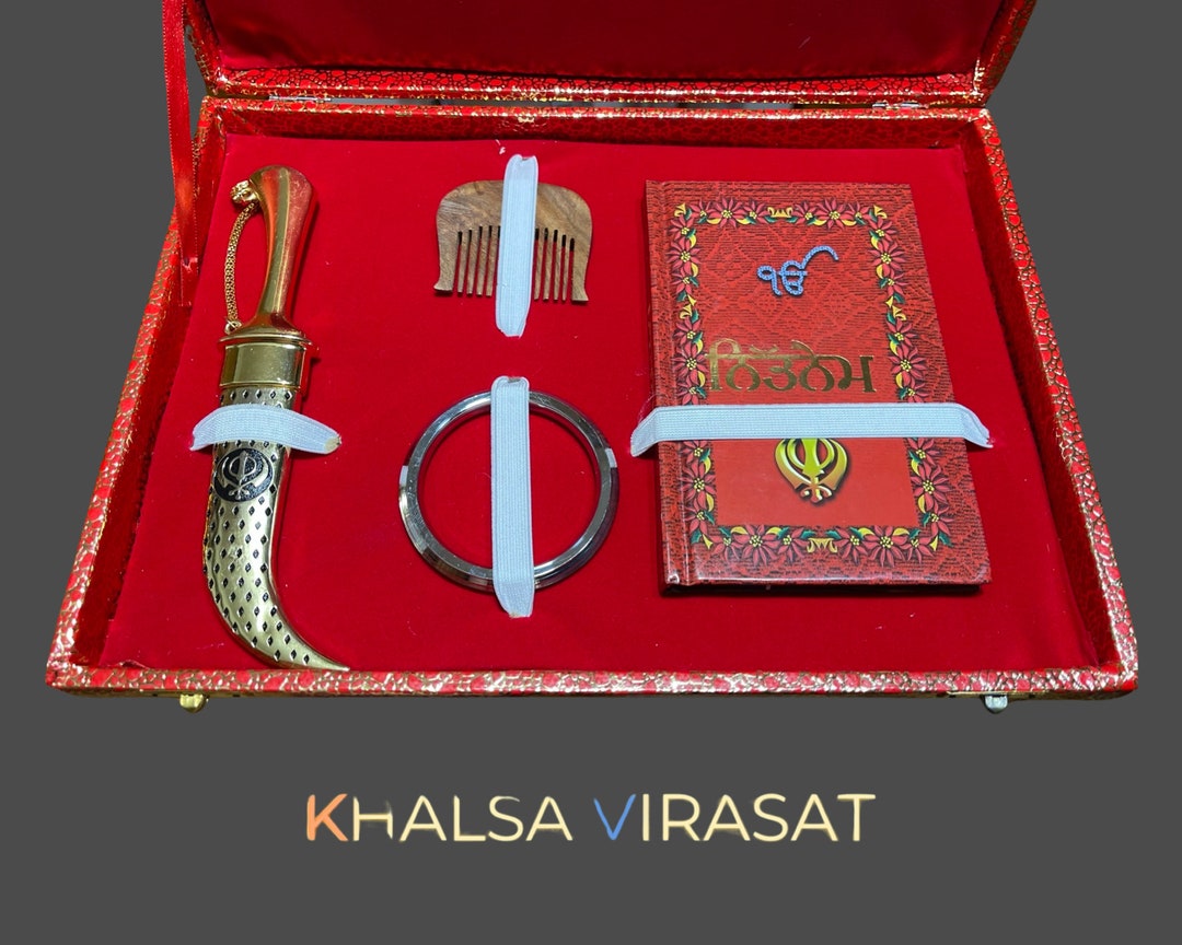 Sikh Gift Box, Set of Kirpan Kanga Kada and Gutka Sahib, Sikh Kakar ...