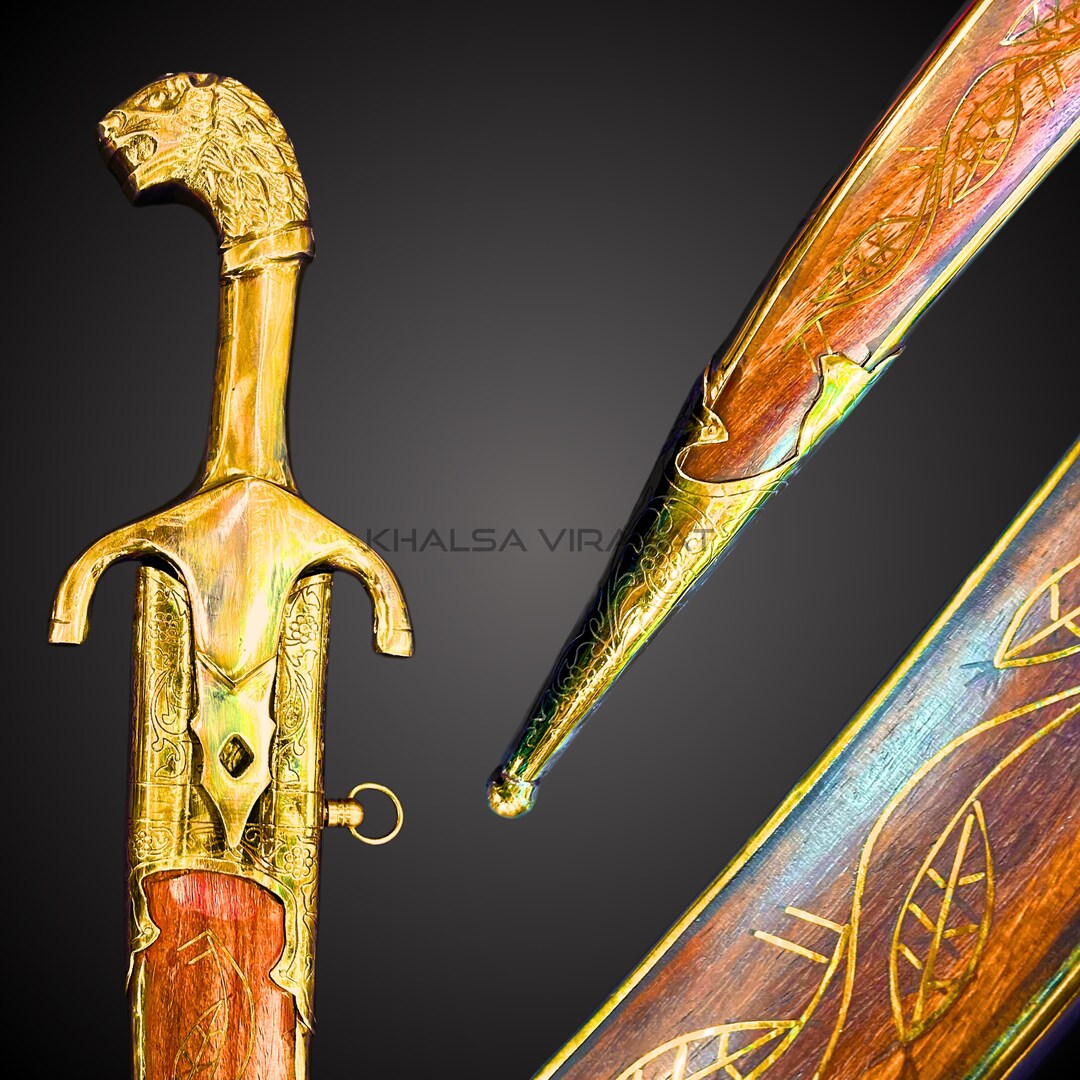 Big Kirpan, Sikh Kirpan Wood and Brass, Sikh Sword, Talvar, Sikh ...