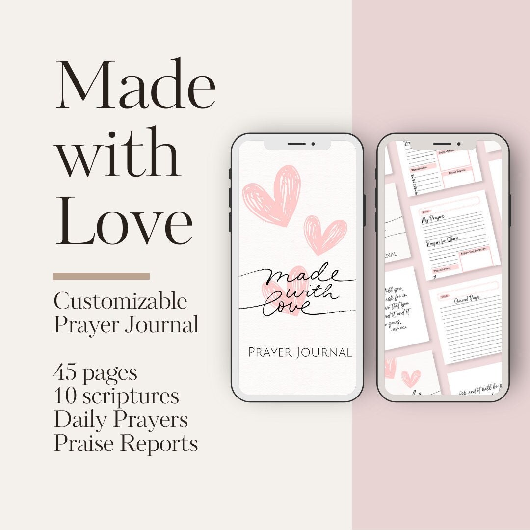Pink Prayer Journal Editable, Digital, PDF, Instant Download, 45 Pages ...