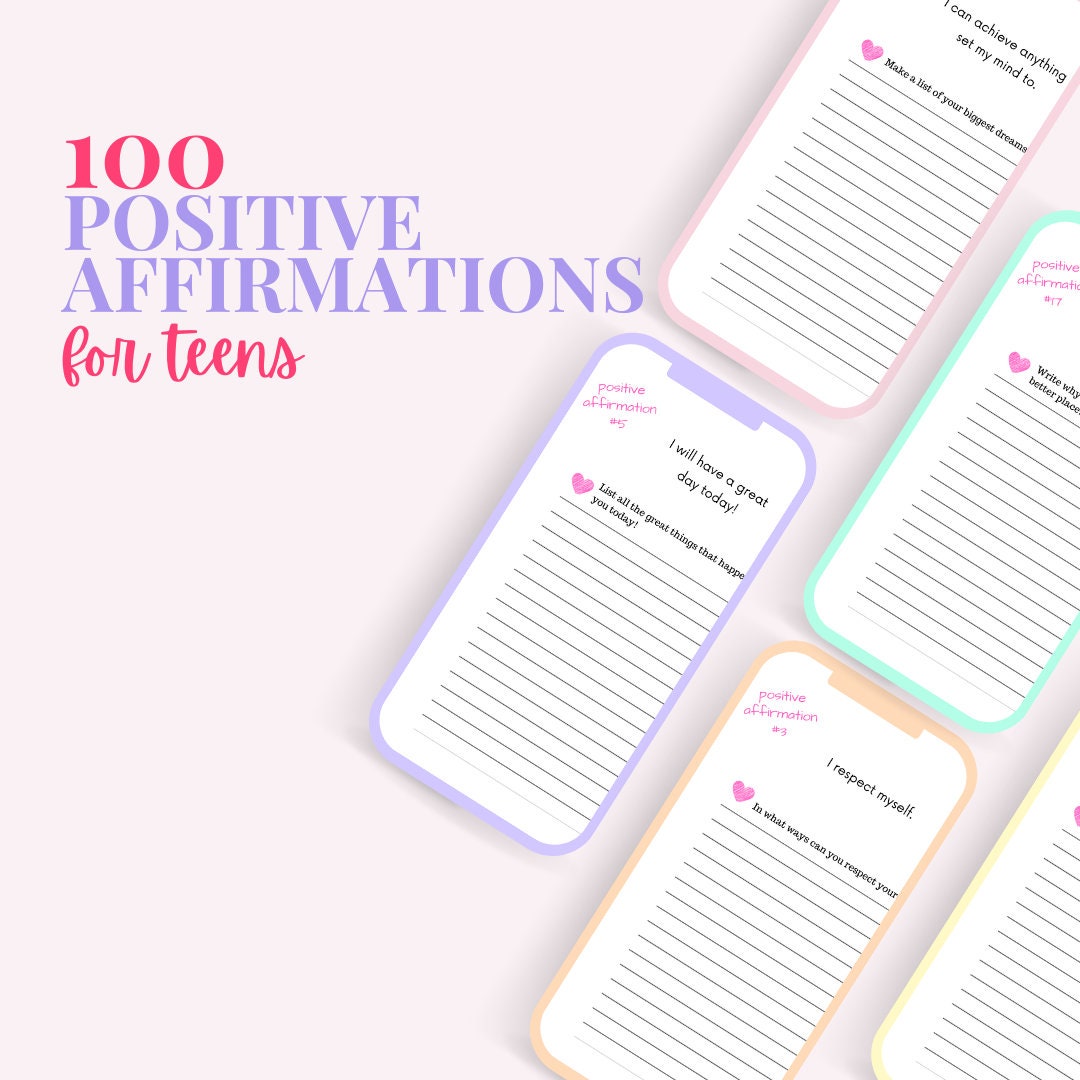 Positive Affirmations for Teens Workbook | Printable+editable Workbook ...