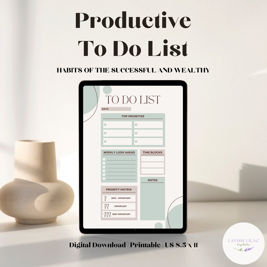 Productive Todo List for Busy People productivity Habit - Etsy