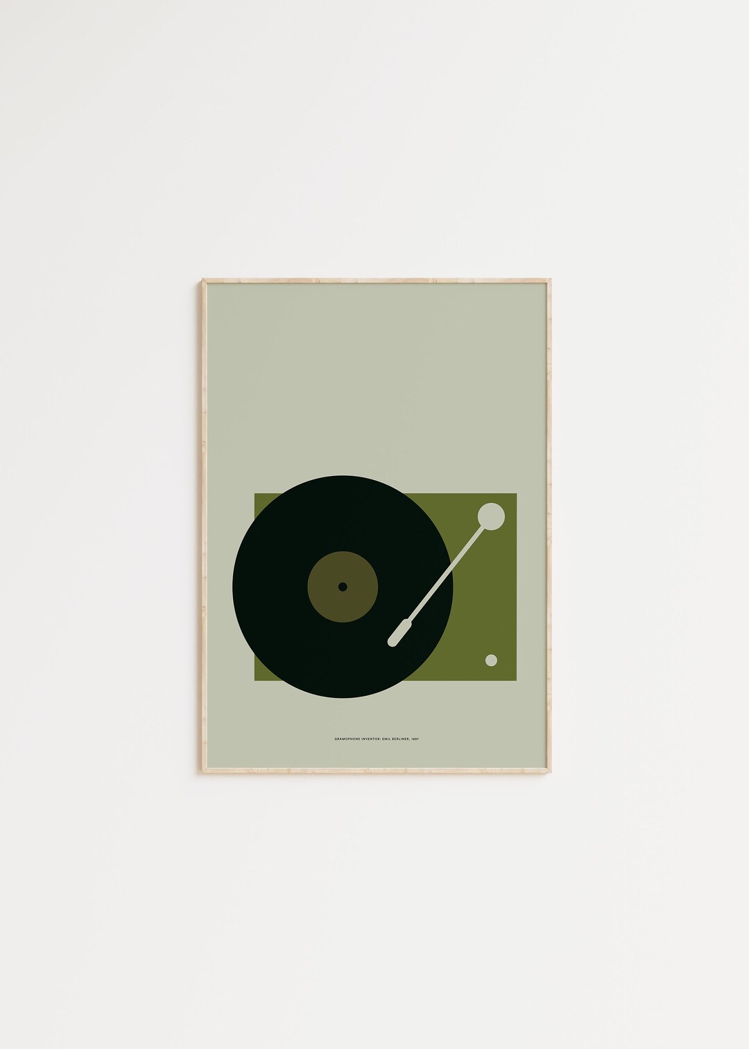 Green Music Wall Art, Turntable Print, Band Studio Decor, Printable ...