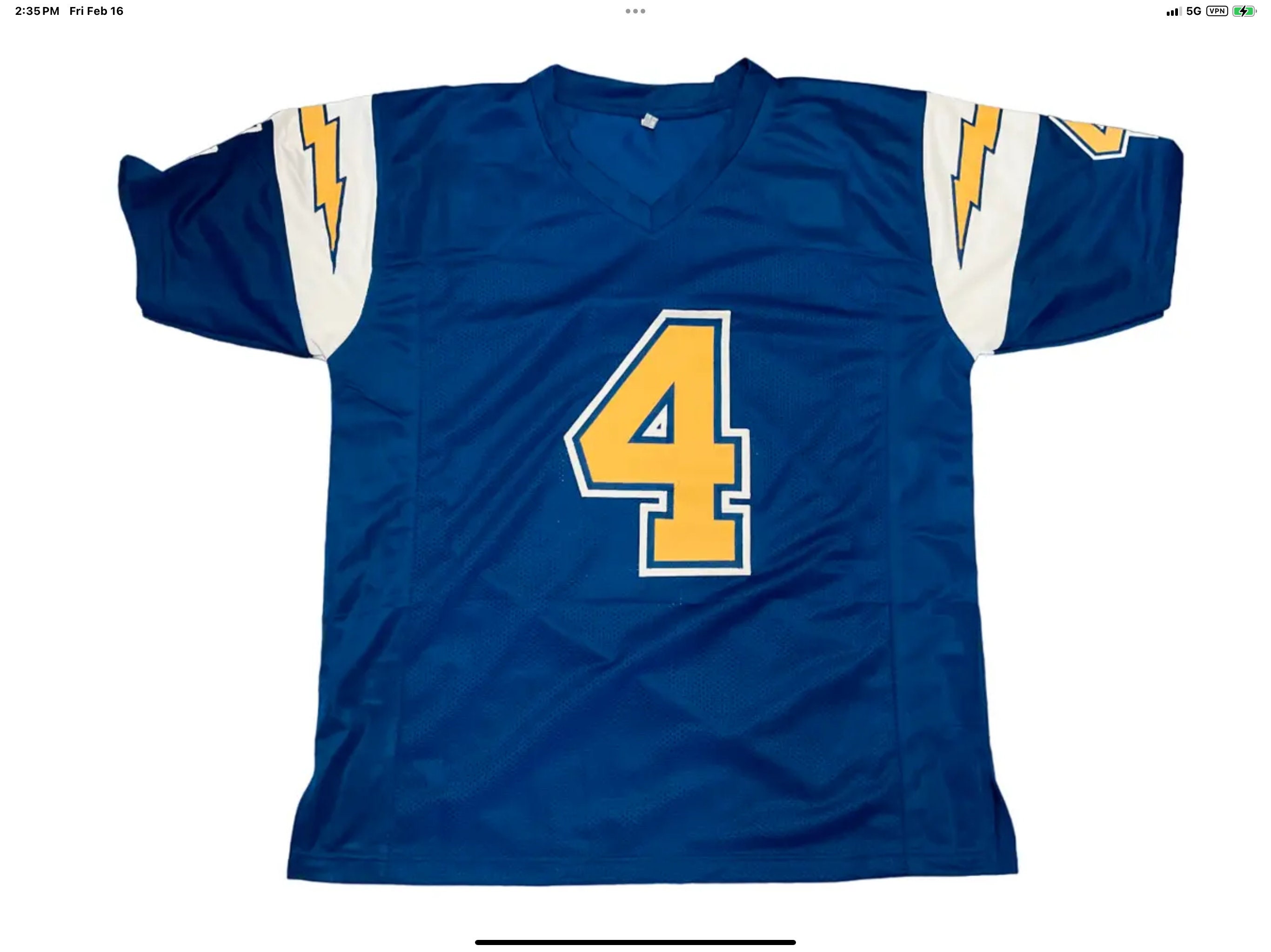 New Jim Harbaugh 4 Custom Stitched Royal Blue Chargers Jersey Free ...
