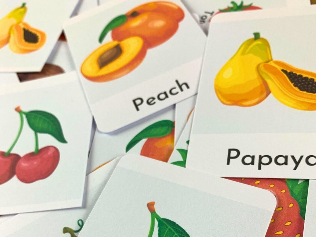 Fruits Flashcards Educational Flashcards Learning Resource - Etsy
