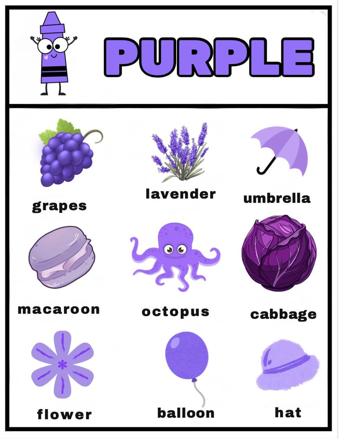 Learn Your Colors Poster Set for Children 6 Printable Educational ...