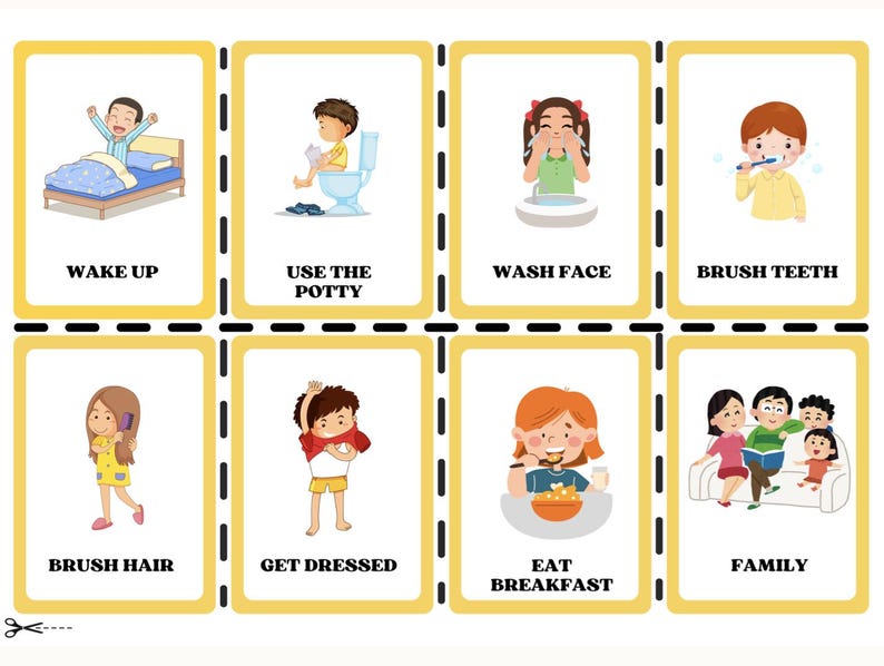Colour Coated Routine Activity Cards - Etsy