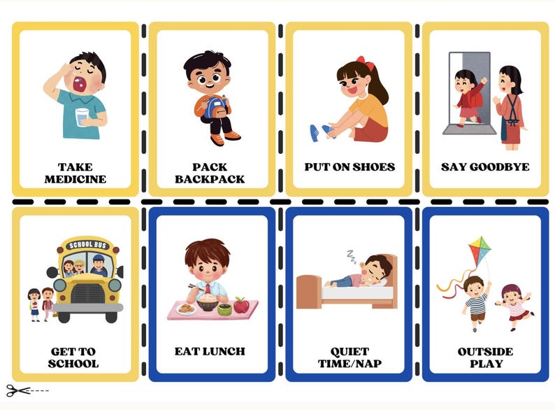 Colour Coated Routine Activity Cards - Etsy