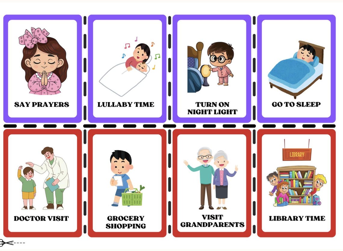 Colour Coated Routine Activity Cards - Etsy