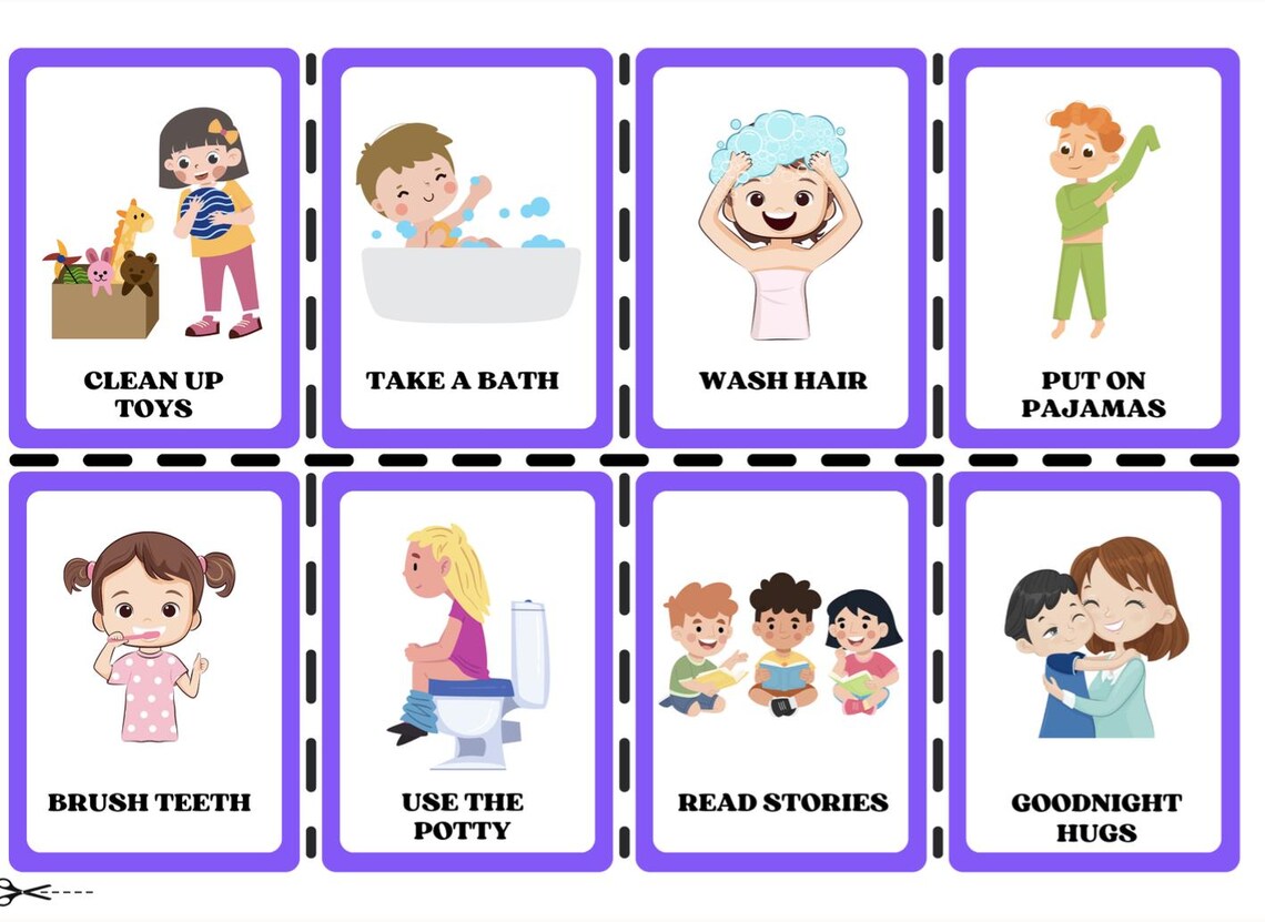 Colour Coated Routine Activity Cards - Etsy
