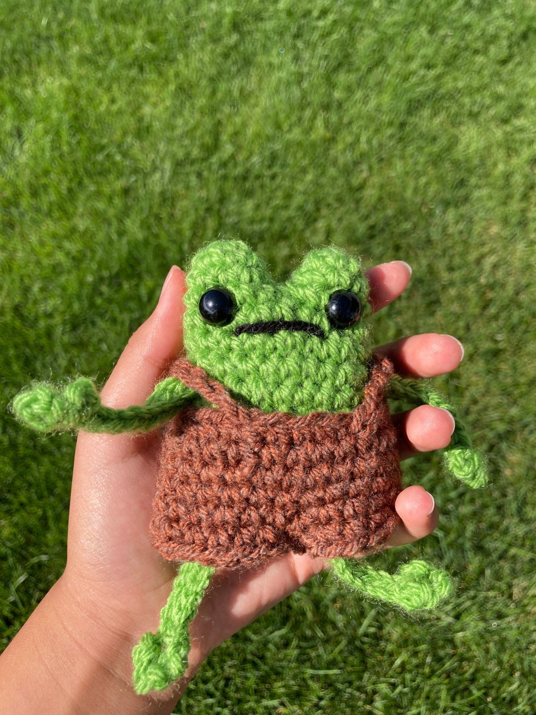 Cute Handmade Crochet Leggy Frog in Overalls - Etsy