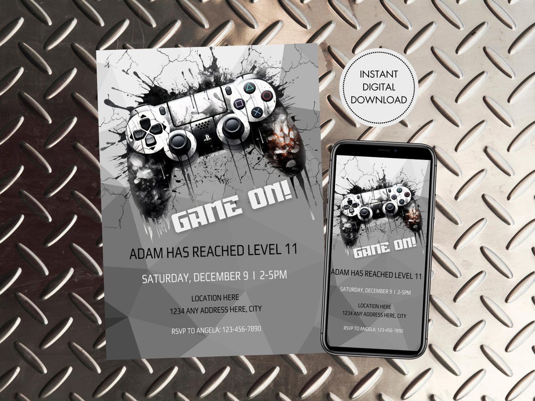 Editable Game on Birthday Invitation. Digital Download. Gaming Birthday ...
