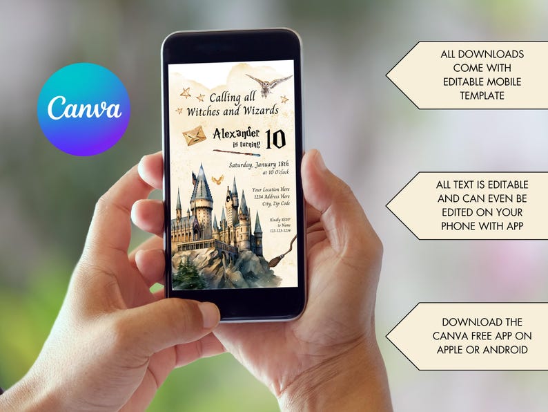 Editble Wizarding World Birthday Invitation, Digital Download. Magical ...