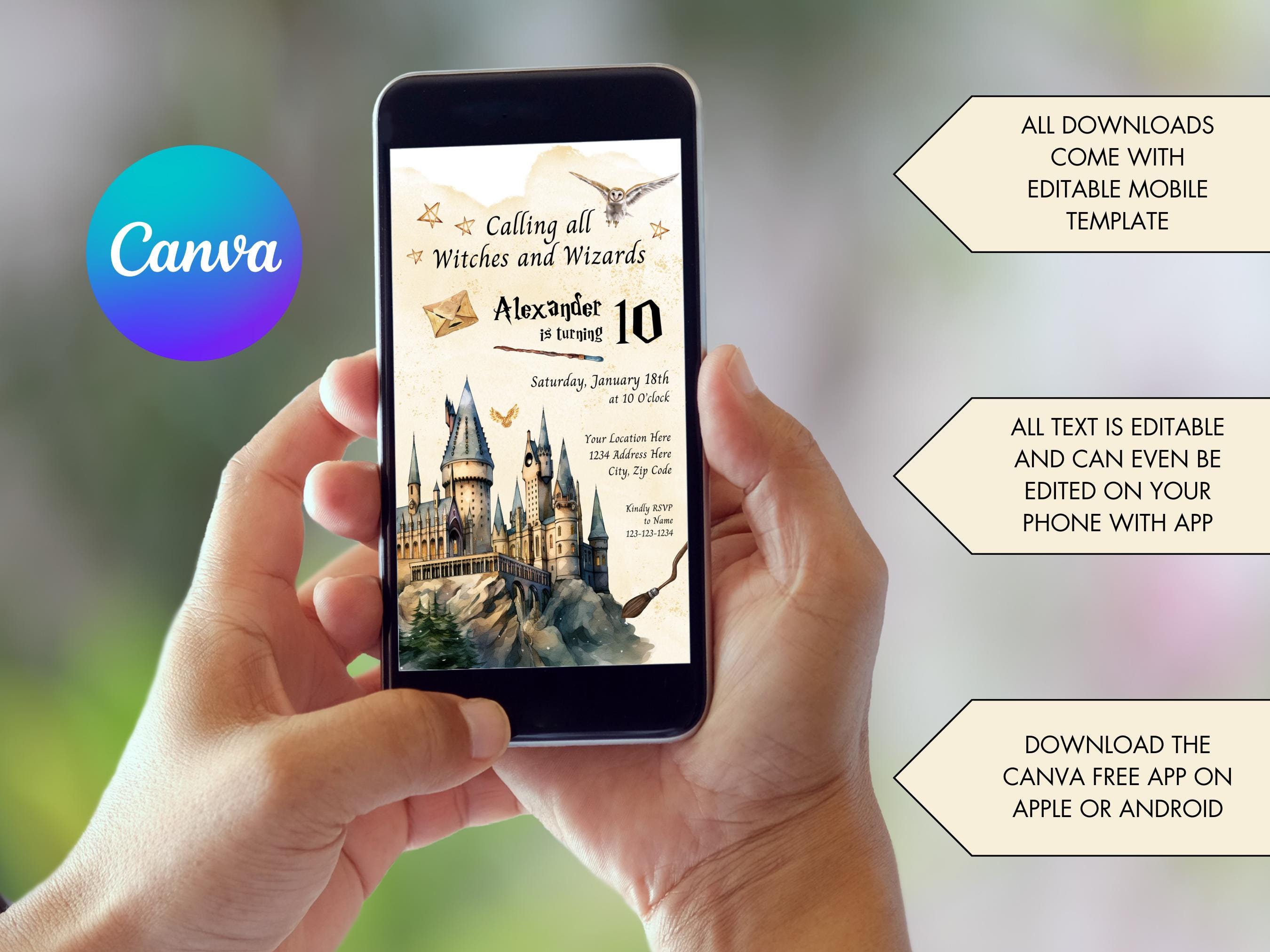 Editble Wizarding World Birthday Invitation, Digital Download. Magical ...