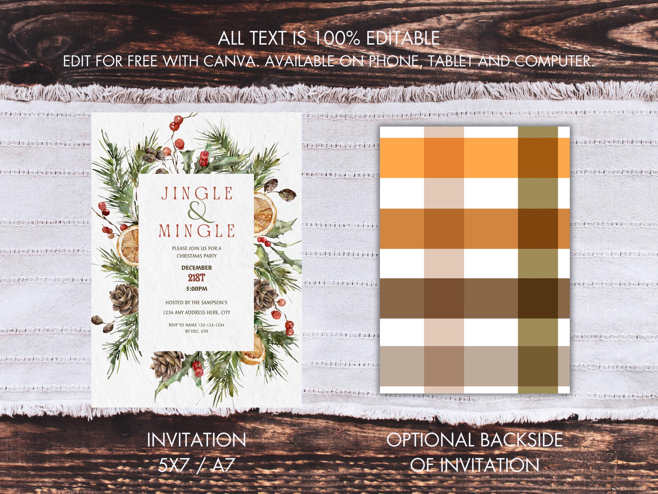 Editable Jingle and Mingle Invitation. Holiday Party Invite. Digital ...