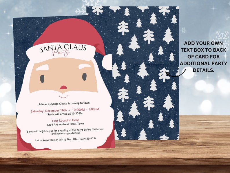 Editable Santa Clause Party Invitation. Digital Download. Santa ...