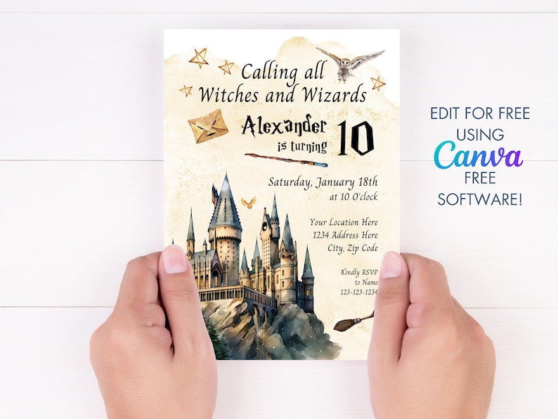 Editble Wizarding World Birthday Invitation, Digital Download. Magical ...