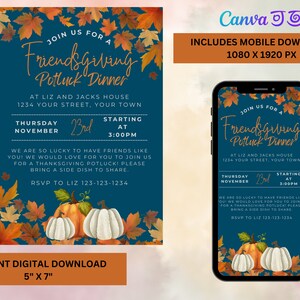 Editable Friendsgiving Potluck Dinner Invitation Digital Download. - Etsy