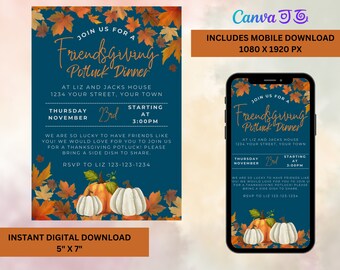 Editable Thanksgiving Potluck Invite Friendsgiving Potluck - Etsy