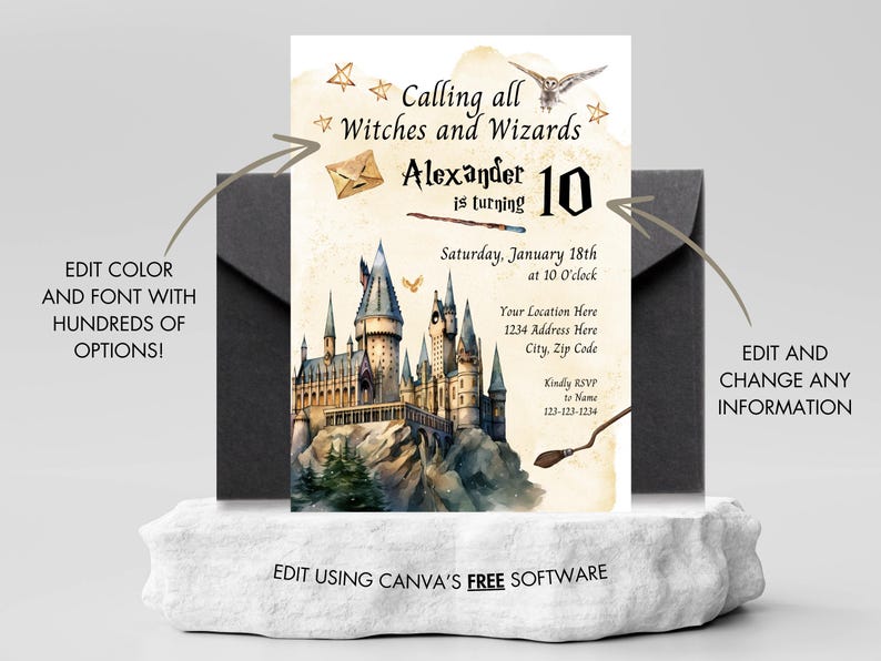 Editble Wizarding World Birthday Invitation, Digital Download. Magical ...