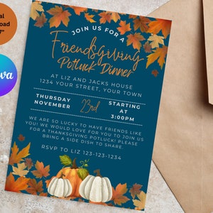 Editable Friendsgiving Potluck Dinner Invitation Digital Download. - Etsy