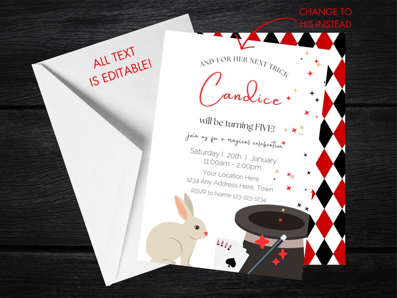 Editable Magician Birthday Invitation. Digital Download. Magical ...