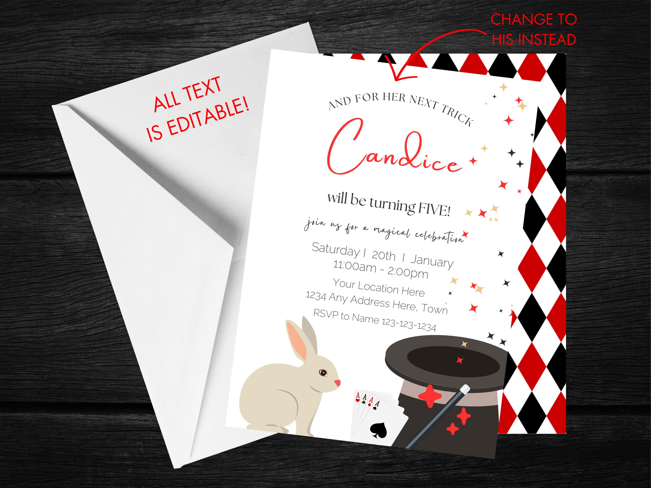 Editable Magician Birthday Invitation. Digital Download. Magical ...