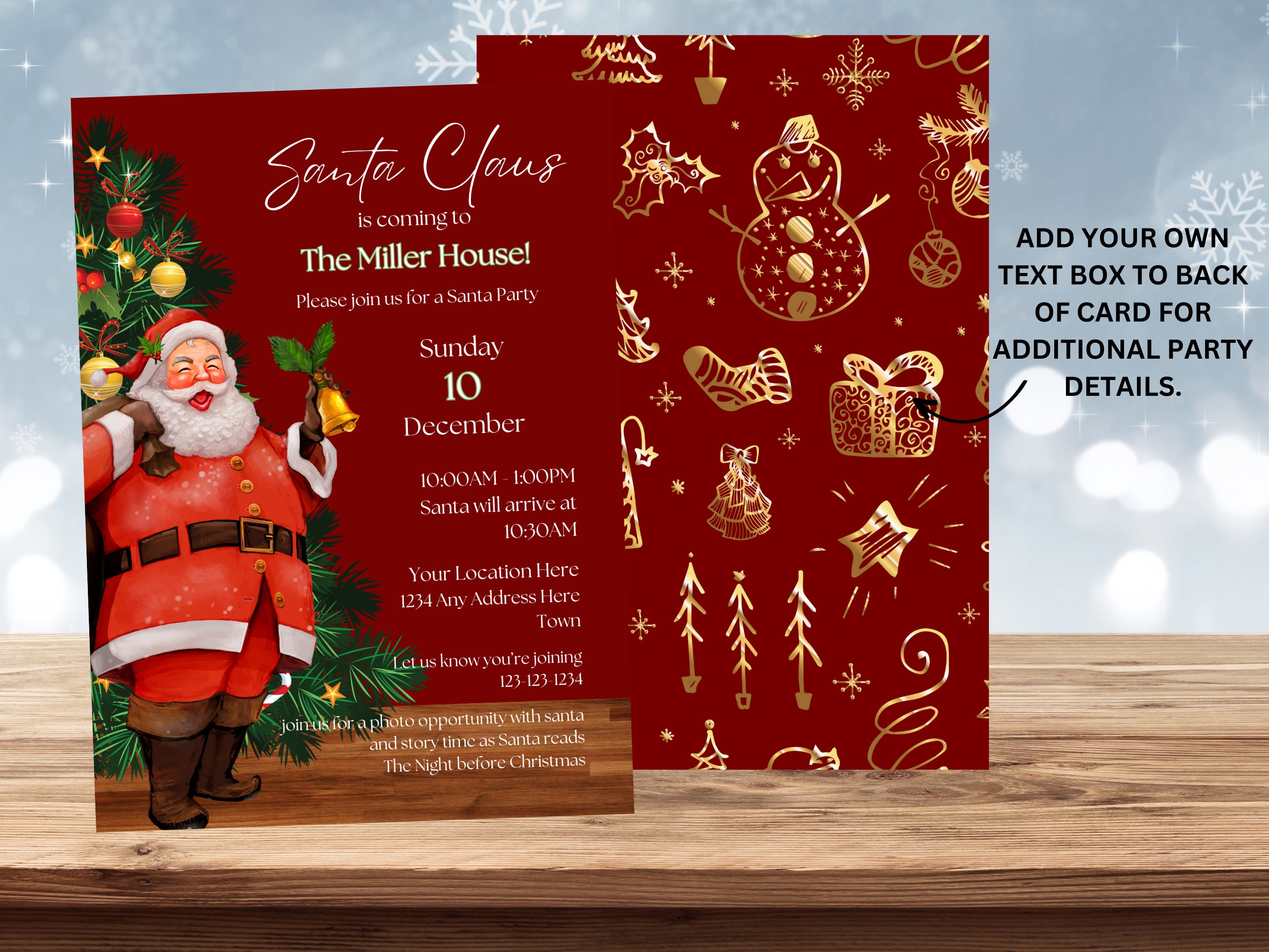 Editable Santa Party Invitation. Digital Download. Santa Clause ...