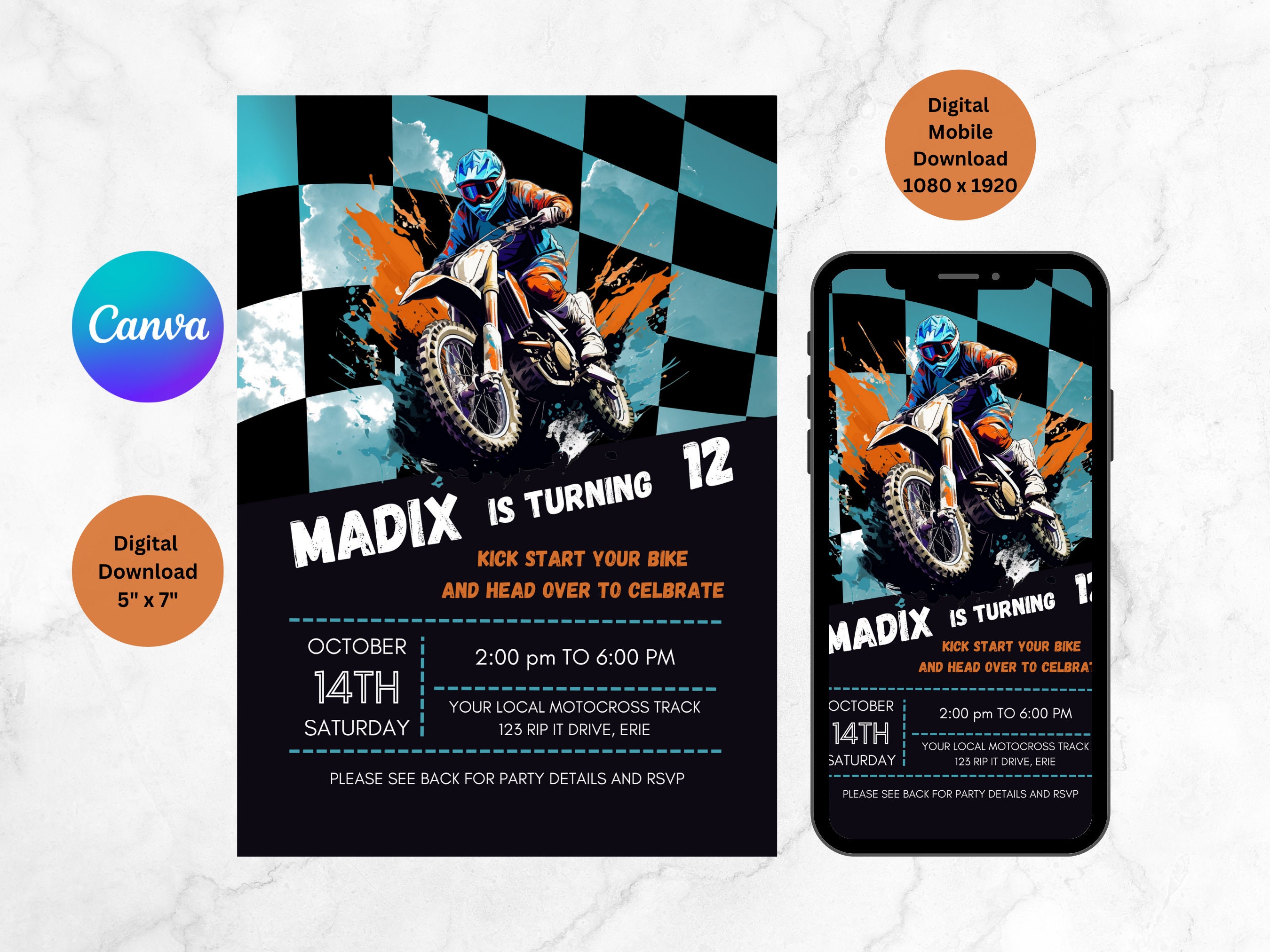 Editable Motocross Birthday Invitation Digital Download. Dirt Bike ...