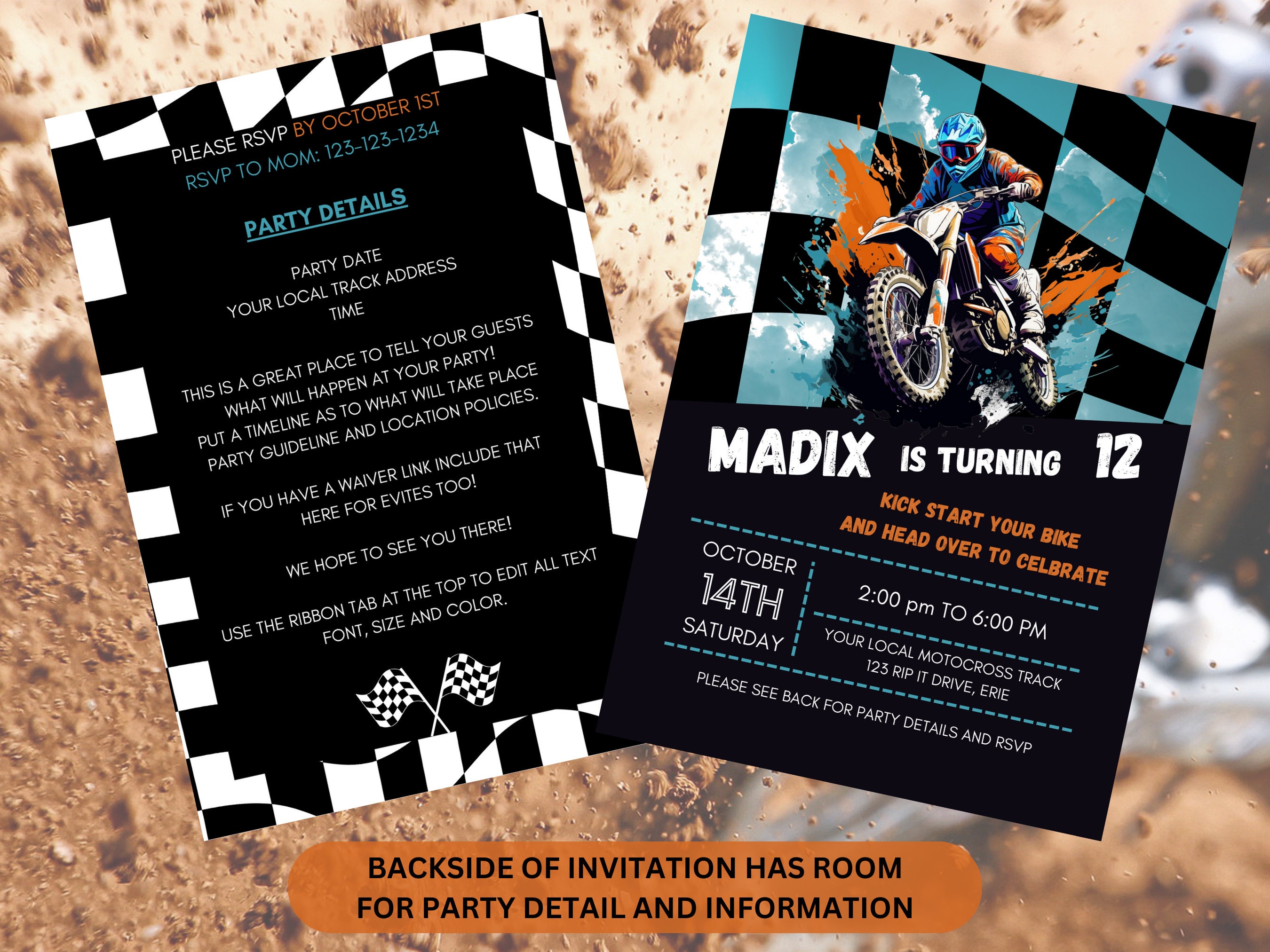 Editable Motocross Birthday Invitation Digital Download. Dirt Bike ...