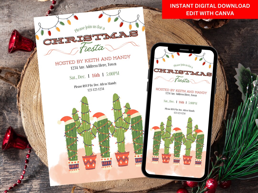 Editable Christmas Fiesta Invitation. Digital Download. Christmas Party ...