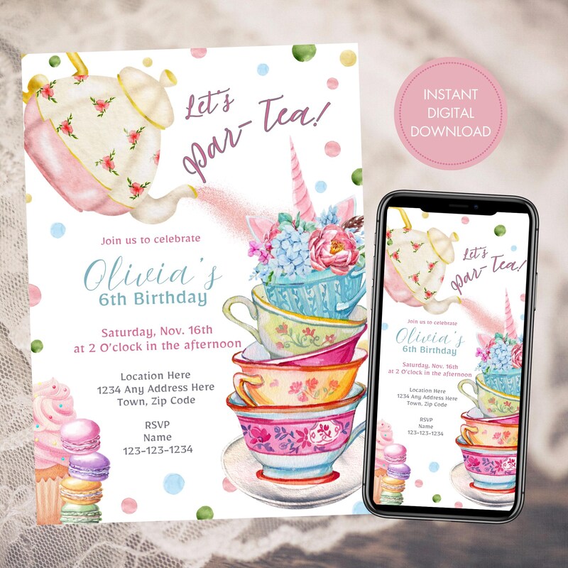 Rainbow Tea Party - Etsy