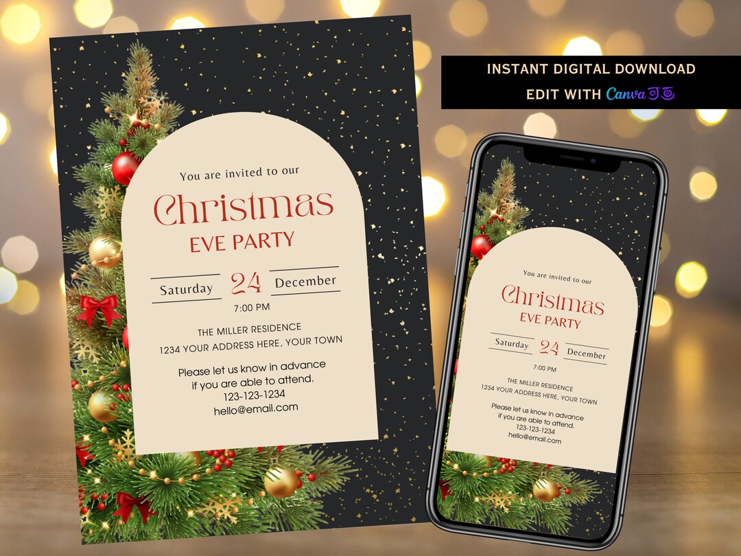 Editable Christmas Eve Party Invitation. Digital Download. - Etsy