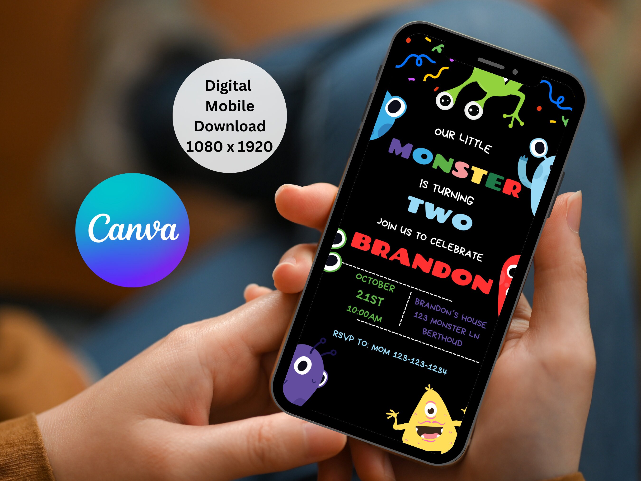 Editable Monster Birthday Invitation Digital Download. Kids Monster ...