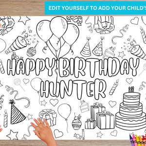 Personalized Giant Birthday Coloring Poster Digital Download. - Etsy