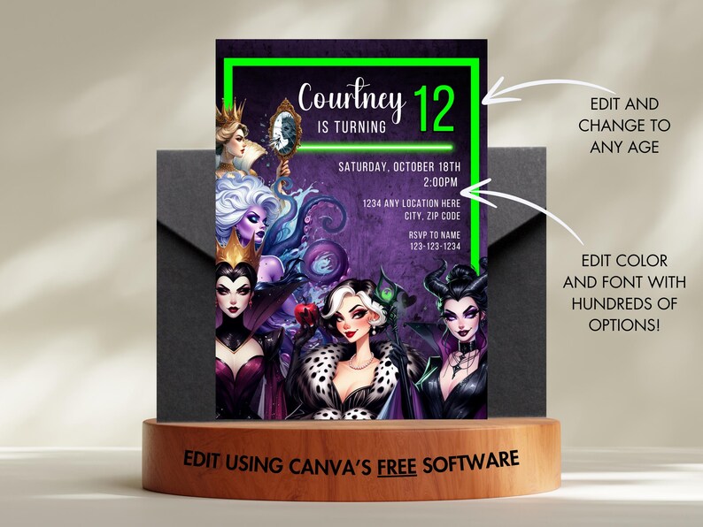 Editable Villains Birthday Invitation, Digital Download, Fairy Tale ...