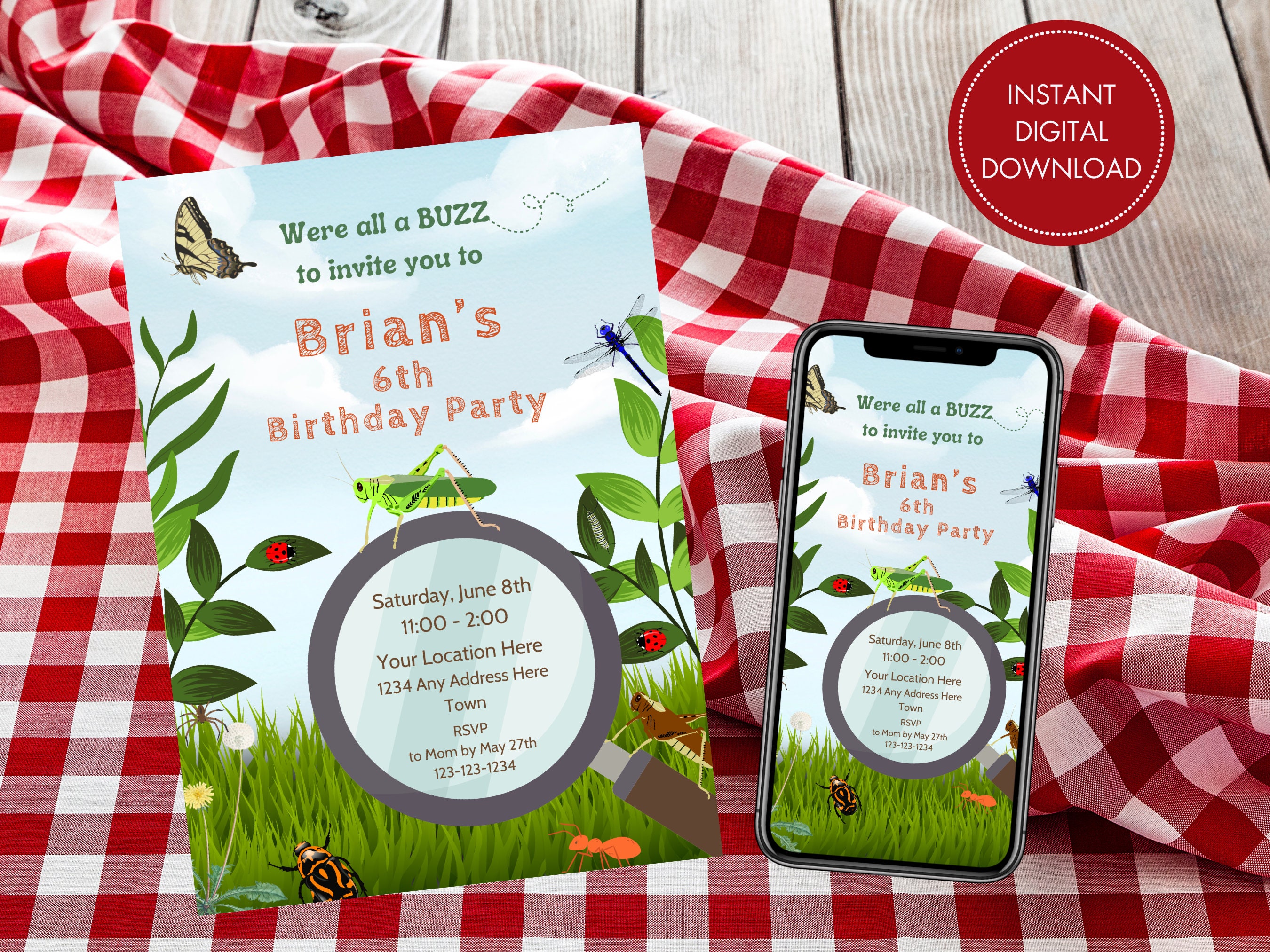 Editable Bug Birthday Invitation. Insect Birthday Invite. Boys Birthday ...