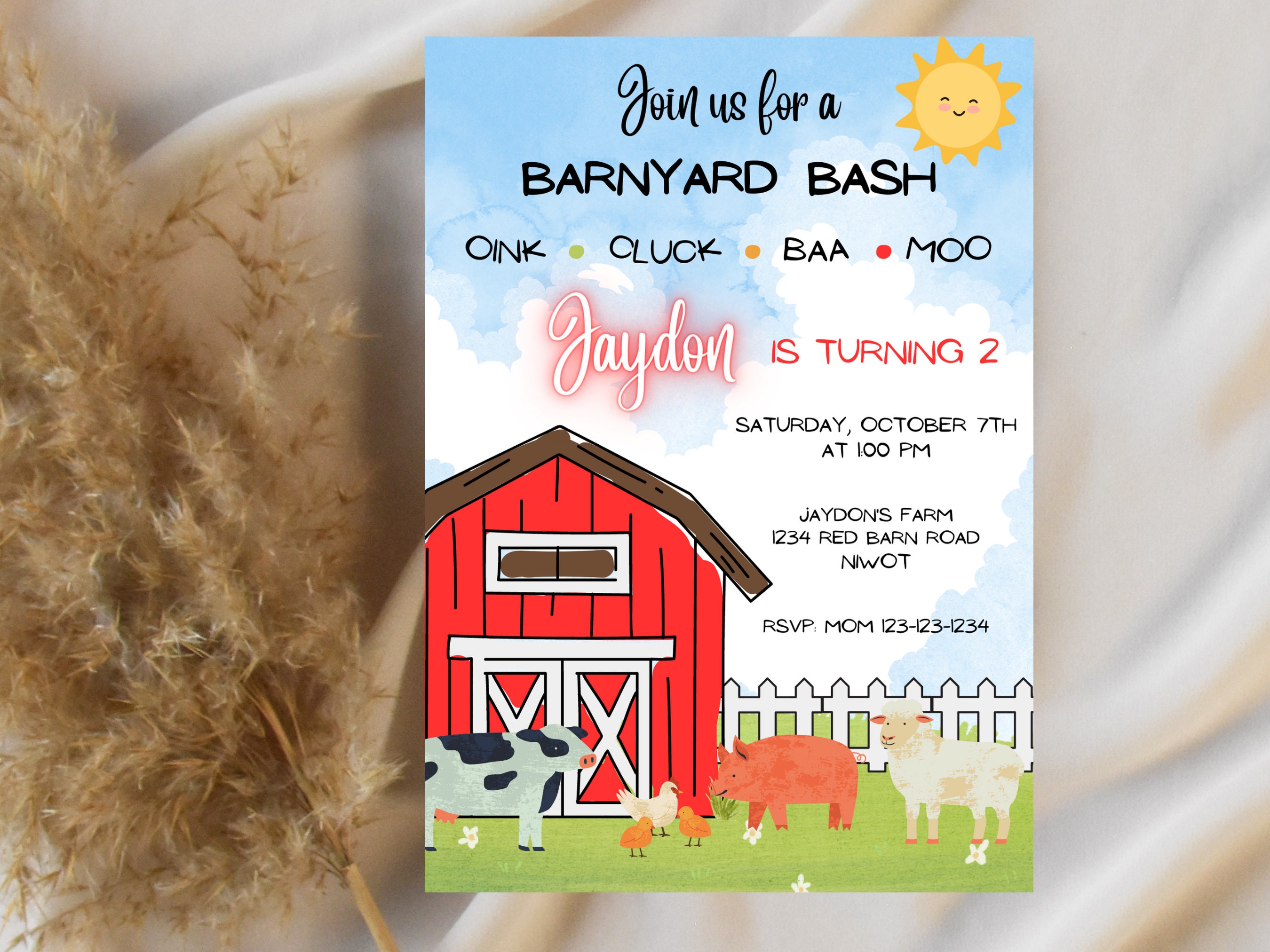 Barnyard Bash Birthday Invitation Digital Download. Farm - Etsy