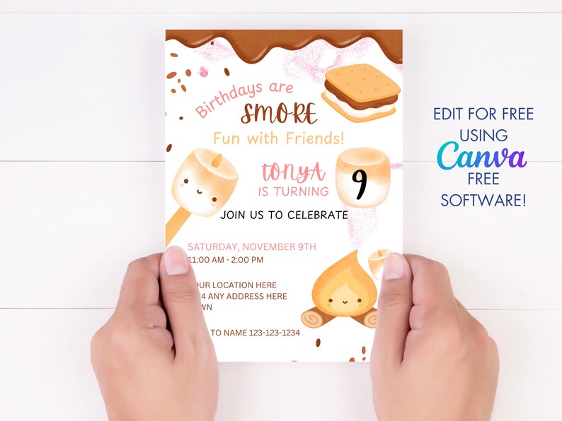 Editable Smores Birthday Invitation. Digital Download. Smore Fun ...