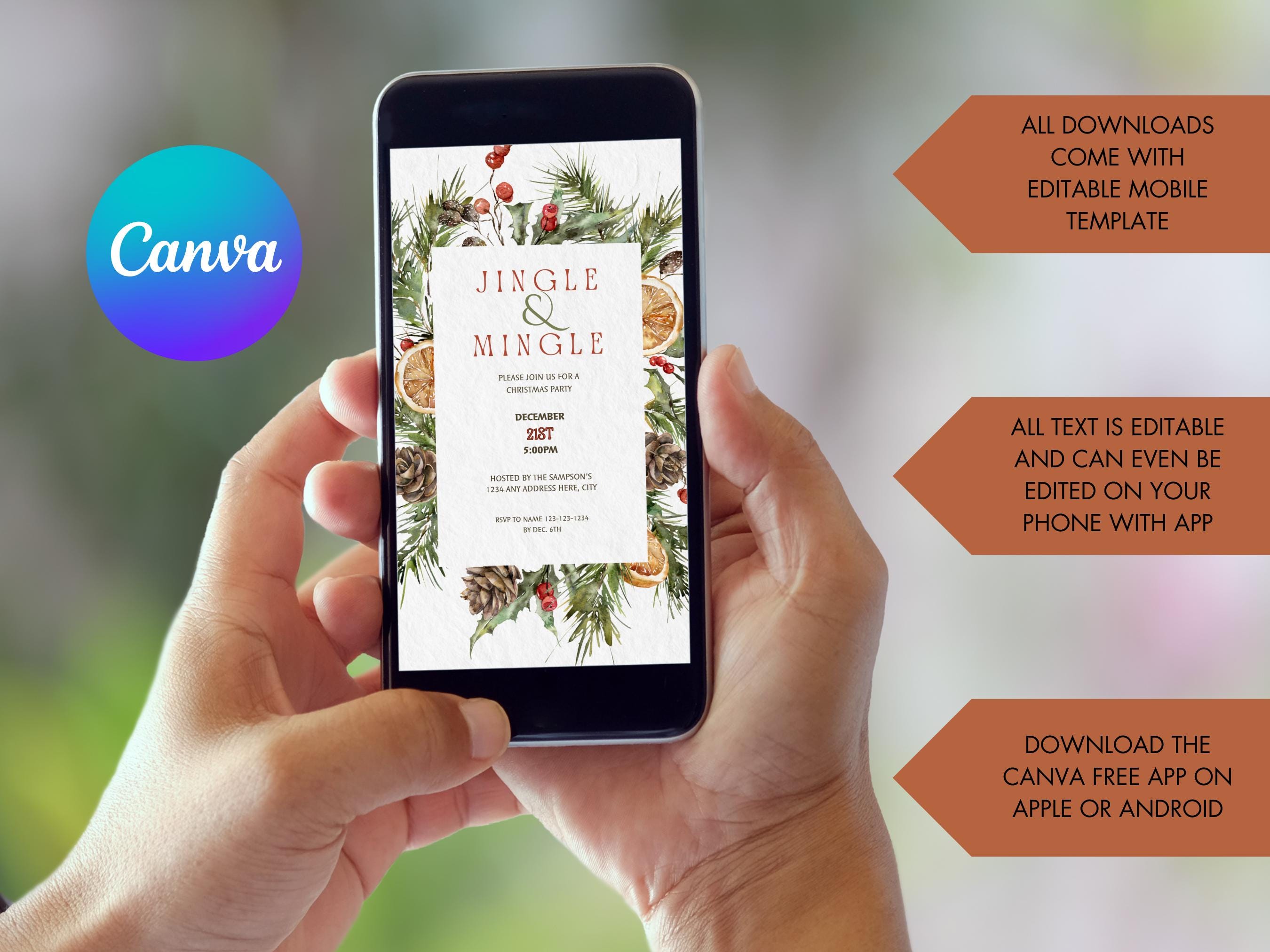 Editable Jingle and Mingle Invitation. Holiday Party Invite. Digital ...