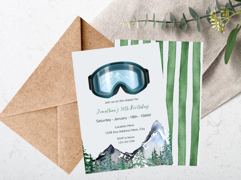 Editable Slopes Birthday Invite. Digital Download. Mountain Birthday ...