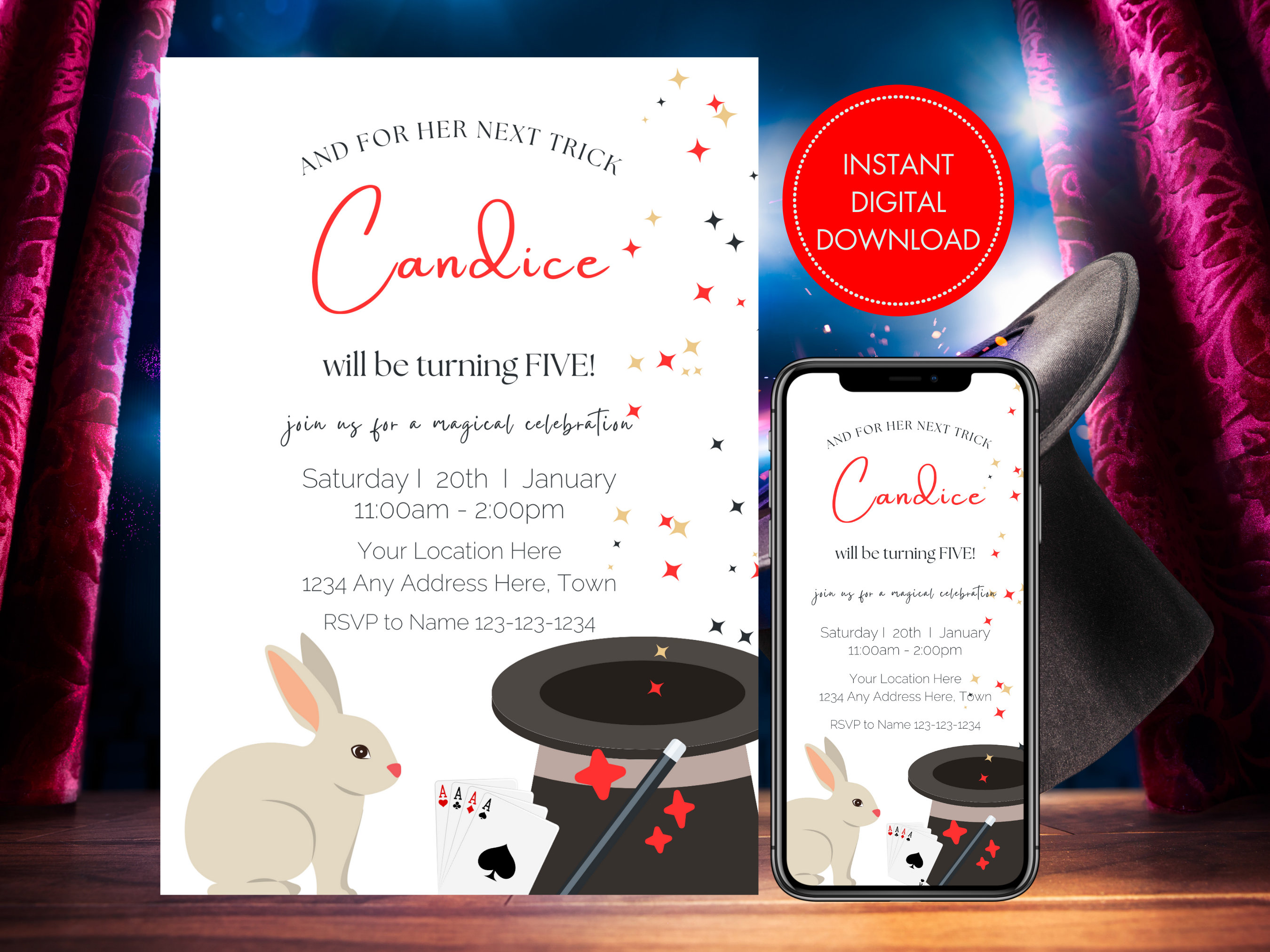 Editable Magician Birthday Invitation. Digital Download. Magical ...