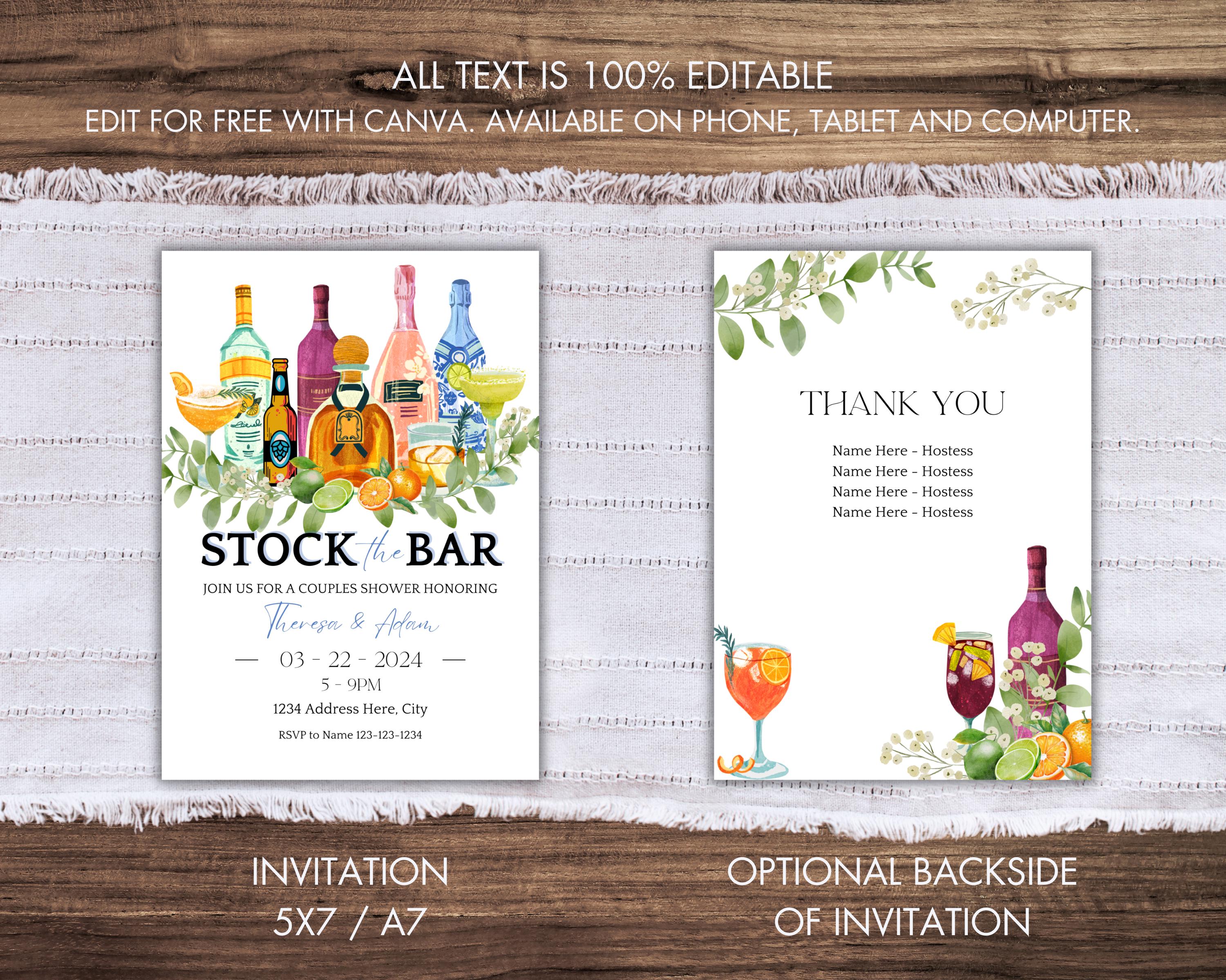 Editable Stock the Bar Invitation. Digital Download. Stock the Bar ...