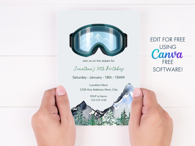 Editable Slopes Birthday Invite. Digital Download. Mountain Birthday ...