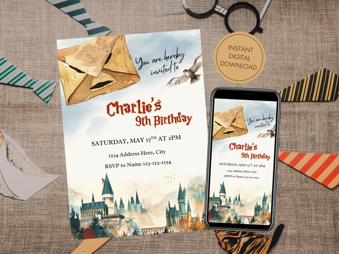 Editble Wizarding World Birthday Invitation, Digital Download. Magical ...