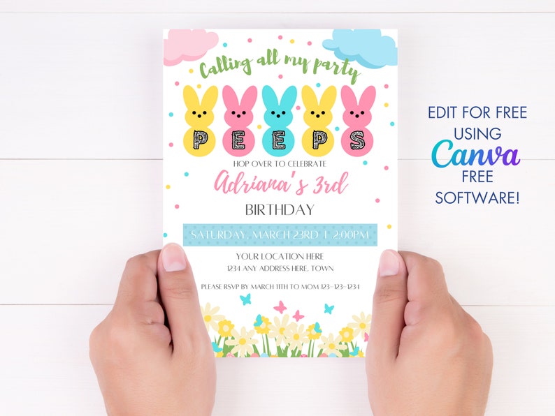 Editable Peeps Birthday Invitation. Digital Download. Easter Peeps ...