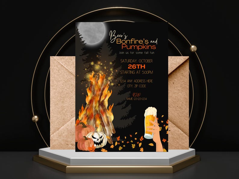 Editable Bonfire Party Invitation. Digital Download. Beers, Bonfires ...